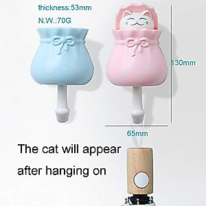 Tikapo Pee-A-Boo Cute Cat Punch Free Adhesive Decorative Heavy Duty Wall Hook for Hanging cloth, Key, Towel, Bag, Hat; Utility Hooks for Home Garage Storage - 4 PCS