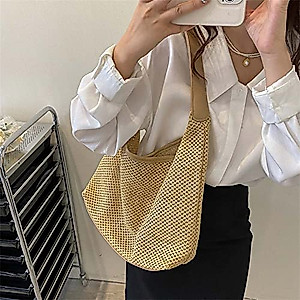 Straw Bag for Women Summer Beach Bag Soft Rattern Woven Tote Bag Large Straw Shoulder Bag for Vacation Casual