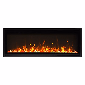 45" Extra Slim Indoor Only Electric Fireplace with Black Steel Surround