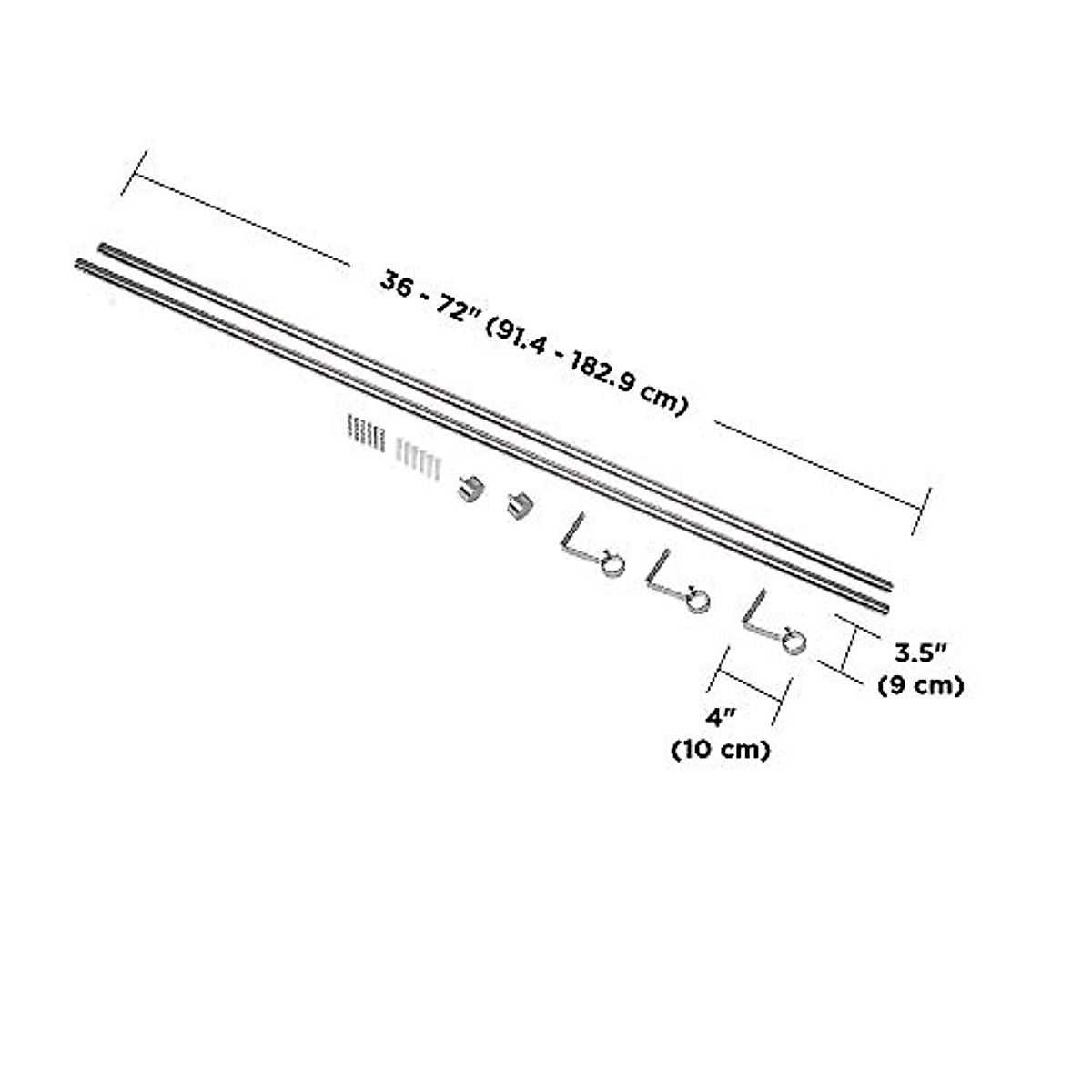 Umbra Cappa Curtain Rod, Includes 2 Matching Finials, Brackets & Hardware, 36 to 72-Inches