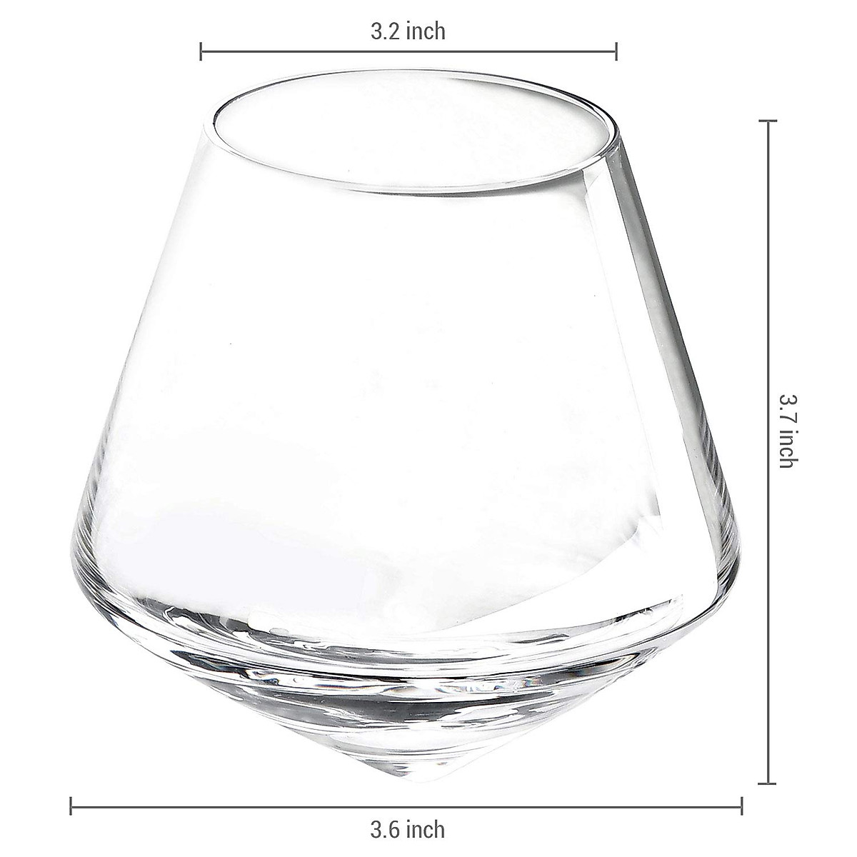 MyGift Tilted Crystal Whiskey Glasses Set of 4 Tumblers, Old Fashioned Scotch & Bourbon Glass, Includes Gift Box