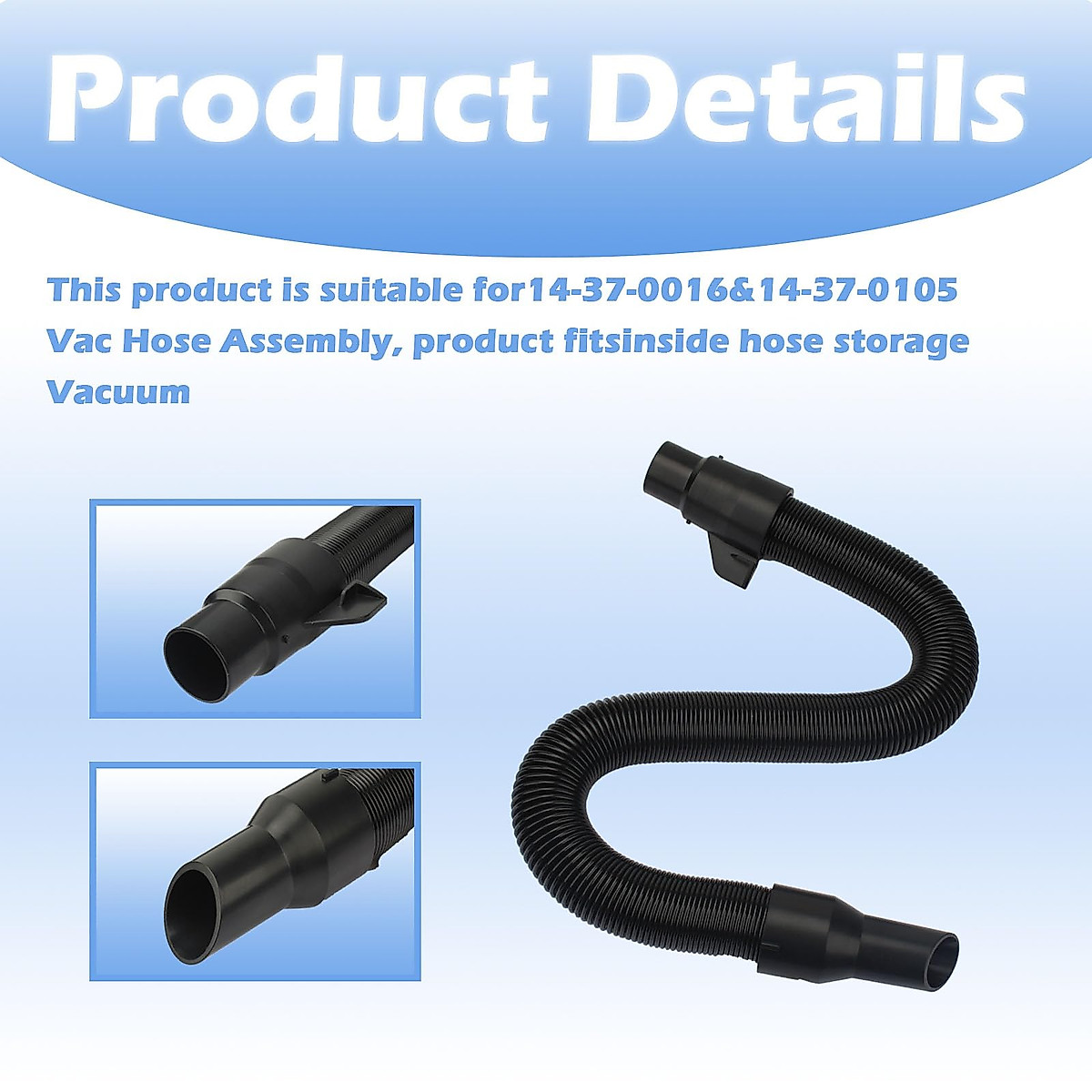 Follde 14-37-0105 Vacuum Hose Compatible For Milwaukee M18 Packout Vacuum 0970-20 0880-20, Vac Hose Fit 18V 2.5 Gallon Wet/Dry Shop Vac Hose Assembly (14-37-0105 Vacuum Hose)