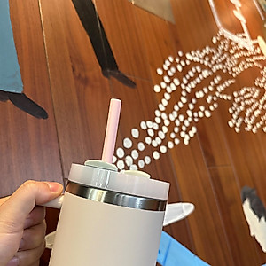 Sztumbo 2PCS Replacement Lid for Stanley 40 OZ Tumbler,Spill Proof and Splash Resistant Tumbler Cover, Stanley Quencher Cup Accessory(Rose Quartz) Comes with 2 PCS Reusable Silicone Straw