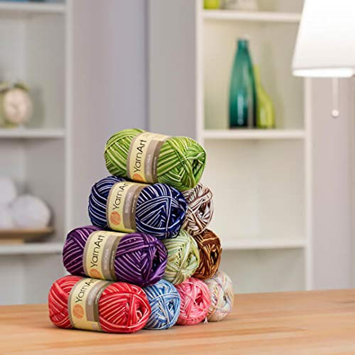 5 Skein (Pack) Total 8.8 Oz. Yarnart Begonia, 100% Mercerized Cotton, Each 1.76 Oz (50g) / 185 Yrds (169m), Fine Sport 2, Variegated Light Blue - 5355