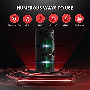 Pyle Portable Bluetooth PA Speaker - 200W Dual 4" Rechargeable Indoor/Outdoor BT Karaoke Audio System - TWS, Party Lights, LED Display, FM/AUX/MP3/USB, 6.5mm in, Carry Handle - Wireless Mic, Remote