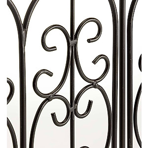 Plow & Hearth Montebello Decorative Metal Garden Edging with Crackle Glass Solar Lights, Outdoor Lighting Solutions, Six 18" L x 18" H Sections and Two 6" L x 18" H Sections