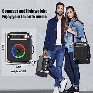 JYX Karaoke Machine with Two Wireless Microphones, Portable Bluetooth Speaker with Bass/Treble Adjustment, PA System with Remote Control, LED Lights,Supports TF Card/USB, AUX IN, FM, REC,TWS for Party
