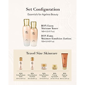SOORYEHAN BON EXTRA MOISTURE SKINCARE GIFT SET - Korean Skincare Gift Set, Luxury Premium High-end Hydrating Toner, Emulsion Lotion, Cleansing Foam, Cream, Eye Cream (385ml / 13.01 Fl Oz) by LG BEAUTY