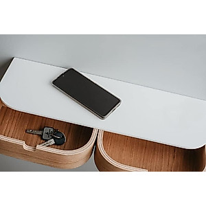 SELCOA Entryway Retro Floating Console, Modern Floating Wooden Bedside Table Shelf Drawer, Mounted Wall nightstand (Black,Double)