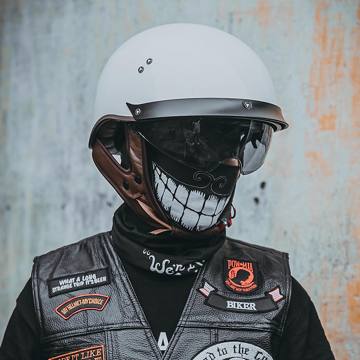 Motorcycle Half Face Helmet F-07 with Sun Visor Quick Release Buckle DOT Approved Adult Helmets for Cruiser Chopper Moped Scooter ATV (Gloss White,XL