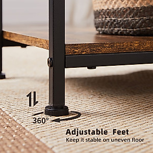 Somdot Side Table, 3 Tier End Table with Storage Shelf for Sofa Couch, Nightstand Bedside Table for Living Room Bedroom, Easy Assembly - Rustic Brown/Black