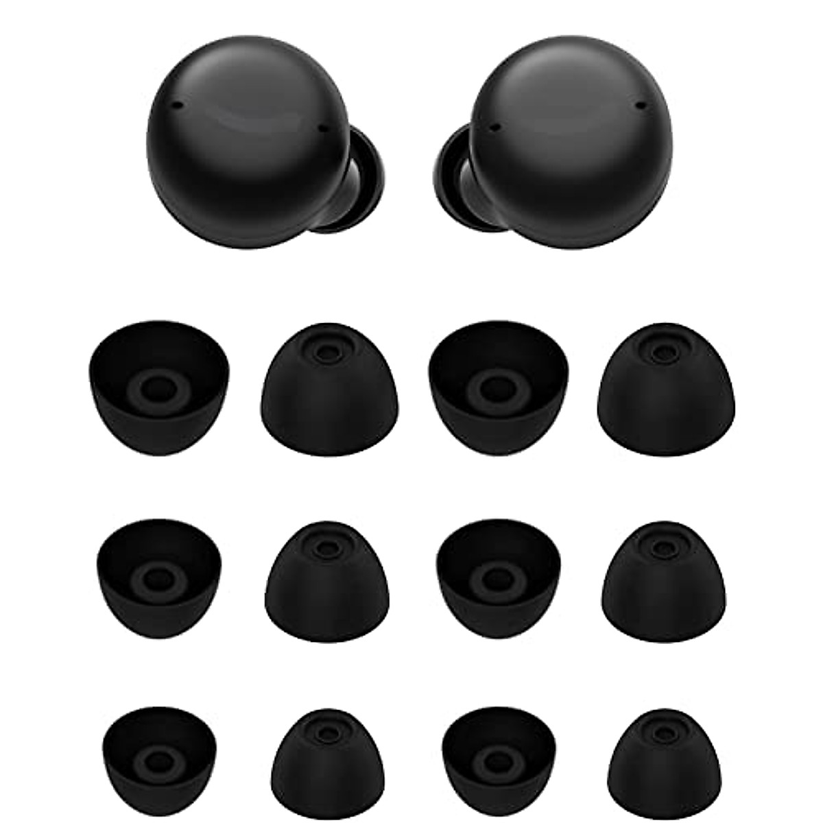 Rqker Ear Tips Compatible with Echo Buds 2 2nd Gen Earbuds, 6 Pairs S/M/L Sizes Soft Silicone Ear Tips Earbud Covers Eartips Earbuds Tips Compatible with Echo Buds 2, SML, Black 12