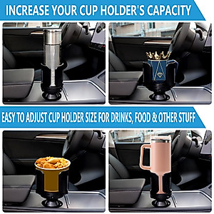 Cup Holder Expander for Car with Adjustable Holder & Base, Compatible with 10-64oz Yeti Ramblers, Stanley, Hydro Flask, Nalgene, Hold 2.9"-5.5" Large Bottles Mugs Food Drink, Car Cup Holder