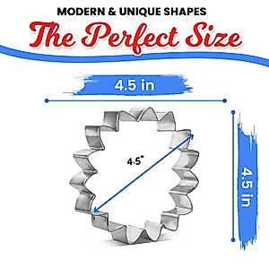 COOKIECUTTER.COM Large Sunflower Cookie Cutter 4.5 Inch –Tin Plated Steel Cookie Cutters – Large Sunflower Cookie Mold