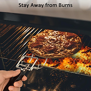 1 Pack Oven Tray Extractor Grills Extractor Oven Rack Push Pull Tool with Heat-Resistant Plastic Handle, Ideal for Lifting Tray/Grills from Oven, Toaster Oven, Air Fryer