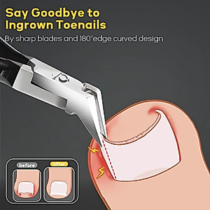 Toenail Clippers, Professional Nail Clippers for Thinck & Ingrown Nails, Upgraded Toe Nail Clippers for Men, Podiatrist Toenail Clippers Fingernail Clippers Wanmat