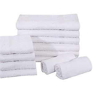 24 Pcs (2 Dozen) White 16x27 Inch Cotton Blend Economy Hand Towels Salon/ Gym/ Hotel Super use Absorbent Best for Kitchen,Janitorial,Home use Towels