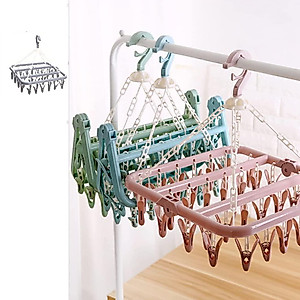 Clothes Drying Rack, 32 Clips Laundry Drying Rack Folding Sock Hanger, Underwear Hanger, Clothes Hangers for Drying Towels, Bras, Lingerie, Baby Clothes Laundry Drying Rack Hanger Laundry Drip Hanger