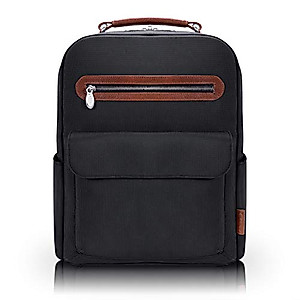 McKlein Logan, 1680D Ballistic Nylon with Leather Trim, 17" Nylon, Two-Tone, Dual-Compartment, Laptop & Tablet Backpack, Black (79085)