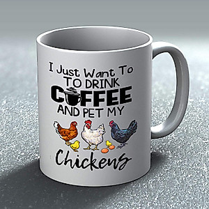 DealDEKO Chicken Magnet Gift I Just Want To Drink Coffee And Pet My Chicken Coffee Mug