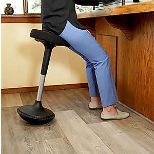 WOBBLE STOOL Standing Desk Chair ergonomic tall adjustable height sit stand-up office balance drafting bar swiveling leaning perch perching high swivels 360 computer adults kids active sitting black