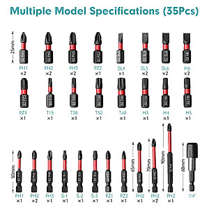 YOSIGHT 35Pcs Screwdriver Bits Set S2 Steel Screwdriver Impact Kit With a Storage Case, Used for Power Screwdrivers and Electric Drill Drivers