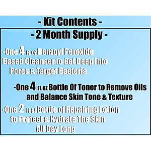 Walgreens Complete Acne Treatment Kit- 3 Simple Step Acne Kit - Benzoyl Peroxide Based Cleanser, Refreshing Toner, & Spot Treatment Repairing Lotion, 1.0 Fl Oz