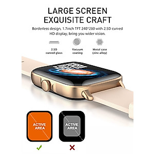 Smart Watches 1.70in Full Touchscreen IP67 Waterproof Womens Smartwatch Answer Calls Activity Tracker for Women Fitness Tracker for Android iOS