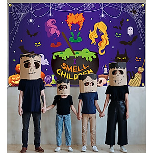 JKQ Halloween I Smell Children Backdrop Banner 73 x 43 Inch Large Size Halloween Drink Up Witches Background Banner with Pumpkin Bat Spider Signs Halloween Baby Shower Birthday Party Decorations