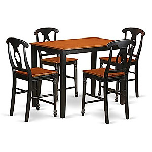 East West Furniture YAKE5-BLK-W Dining Table Set, 48 x 30 x 36