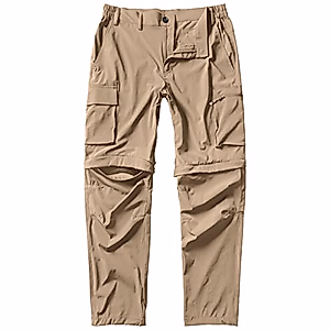Gash Hao Mens Hiking Convertible Pants Outdoor Waterproof Quick Dry Zip Off Lightweight Fishing Pants（Khaki 32X32）