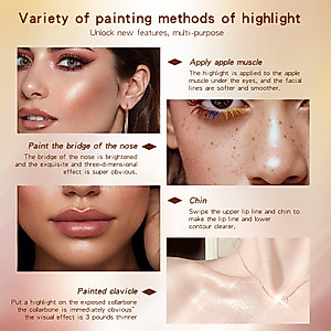 Beteligir 8 Color Highlighter Powder Palette, Facial Bronzers Illuminator Palette Highlighter, Long Lasting Brilliant Lighten Skin Color Face Make Up Palette Set (01)