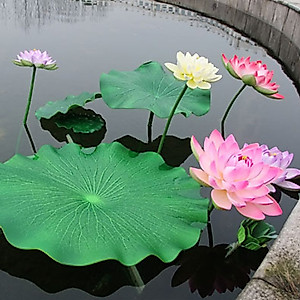 LIYUDL Artificial Flowers Fake Lotus Water Lily with Rod Plants Simulation Ornaments for Garden Home Pond Vase Decor (Pink)