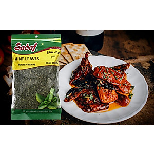 Sadaf Mint Leaves Cut - Dried mint leaves cut and sifted - Kosher and Halal - No stems (2 Oz)