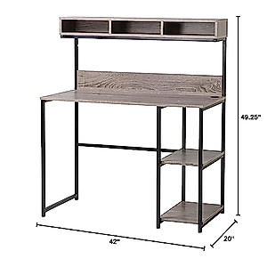 Signature Design by Ashley Daylicrew Computer Desk with Hutch, Storage, Natural Reclaimed Wood