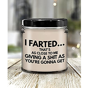 The Improper Mug Fart Candle for Friends or Coworker I Farted IDGAF Funny Gag Jokes Adult Humor Rude Sarcastic 9 Oz. Vanilla Scented Soy Wax