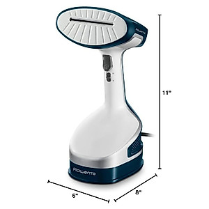 Rowenta DR8120 X-Cel Powerful Handheld Garment and Fabric Steamer Stainless Steel Heated Soleplate with 2 Steam Options, 1600-Watts, White/Blue