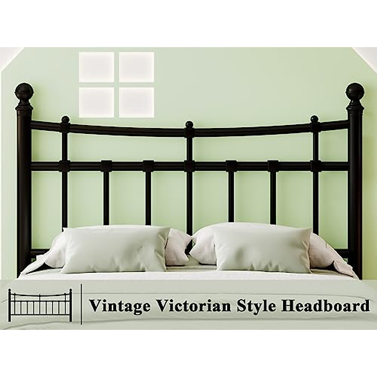 iPormis Metal Twin Bed Frame with Iron-Art Headboard, Heavy Duty Metal Platform Bed Frame with 14 Steel Slats Support, No Box Spring Needed, Noise-Free, Easy Assembly, Twin