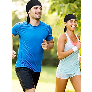 6 Pieces Sweat Wicking Beanie Cap Helmet Liner Skull Cap Breathable Cycling Head Wrap for Women Men Outdoor Activities (Black)