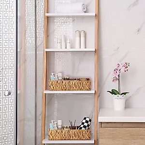 2 Pack 3 Section Wicker Storage Baskets Toilet Basket Tank Topper Natural Handmade Woven Storage Basket Rectangular Toilet Paper Organizer Basket with Dividers for Bathroom (Vertical Texture)