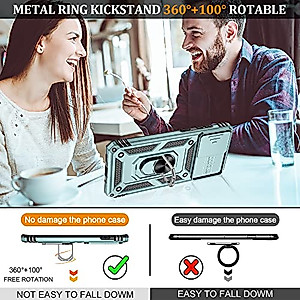 Gritup for Samsung Galaxy S20 5G Case with Slide Camera Cover, Build in 360° Rotating Ring Kickstand [Military Grade] Protective Case for Galaxy S20, Dark Green