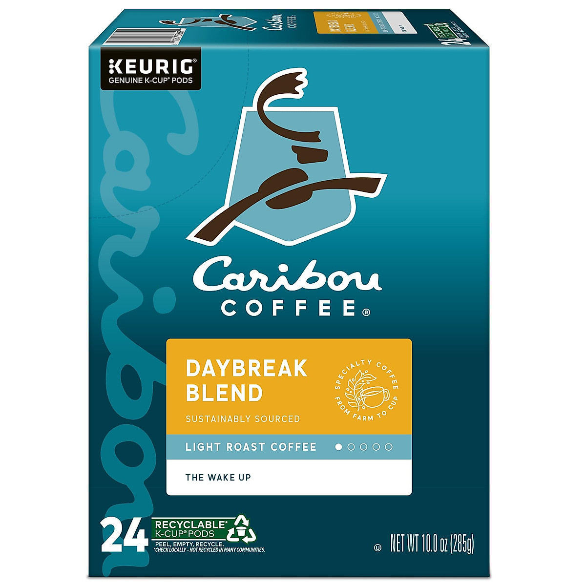 Caribou Coffee Daybreak Morning Blend, Single-Serve Keurig K-Cup Pods, Light Roast Coffee, 24 Count (11.9g)(Pack of 4)