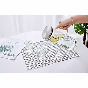 Karafu Pitcher, Glass Pitcher with Handle and Lid, 50 Oz Handmade Water Jug for Hot/Cold Water, Ice Lemon Tea and Juice Beverage