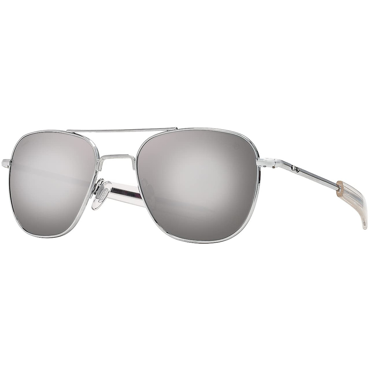 AO Original Pilot Sunglasses - Silver - SunFlash Silver Mirror SkyMaster Glass Lenses - Bayonet Temple - Polarized - 57-20-140