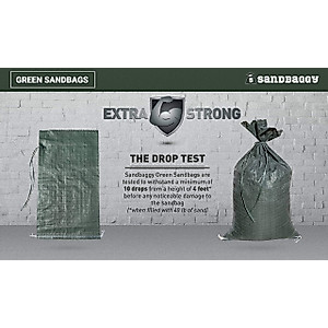 Sandbaggy - Heavy Duty Empty Sandbags For Flooding (14" X 26") - Poly Sand Bags For Flood Barrier, Weight, Construction, Earth Bag Homes - Reusable, UV Resistant - Tie Strings Attached (10 Bags)