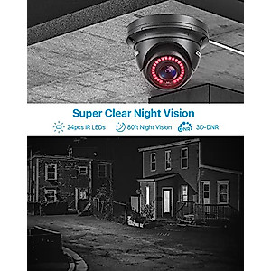 ZOSI 5MP 3K Add-on Security Dome POE Camera, 2880 x 1620 Indoor Outdoor IP Camera, 80ft Night Vision, 3.6mm Lens, 95°View Angle, IP66 Weatherproof (Only Work with Our PoE NVR)