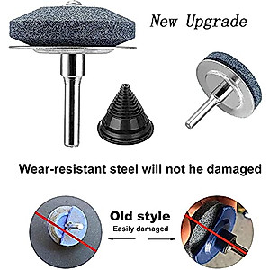 Glouper 3 Pack Lawn Mower Blade Sharpener with Metal Baffle, Universal Wear-Resistant Lawnmower Blade Sharpener for All Power Drill Hand Drill-Easy to Use and Not Easy Damage