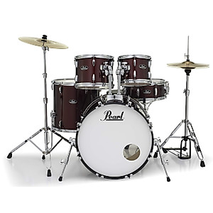 Pearl Roadshow Drum Set 5-Piece Complete Kit with Cymbals and Stands, Wine Red (RS525SC/C91)