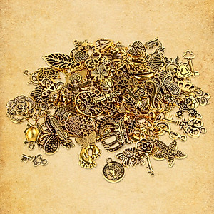 SANNIX 220Pcs Bracelet Charms Assorted Gold Plated Enamel Charms Necklace Bracelet Earrings Charm for DIY Jewelry Making Crafts