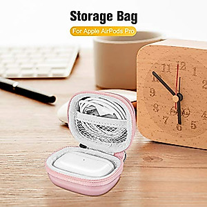 Fintie Case for AirPods Pro 2 (2022) / AirPods 3 (2021) / AirPods Pro (2019) / Jabra Elite 75t, Hard EVA Shockproof Portable Full Protective Cover Carrying Bag (Rose Gold)